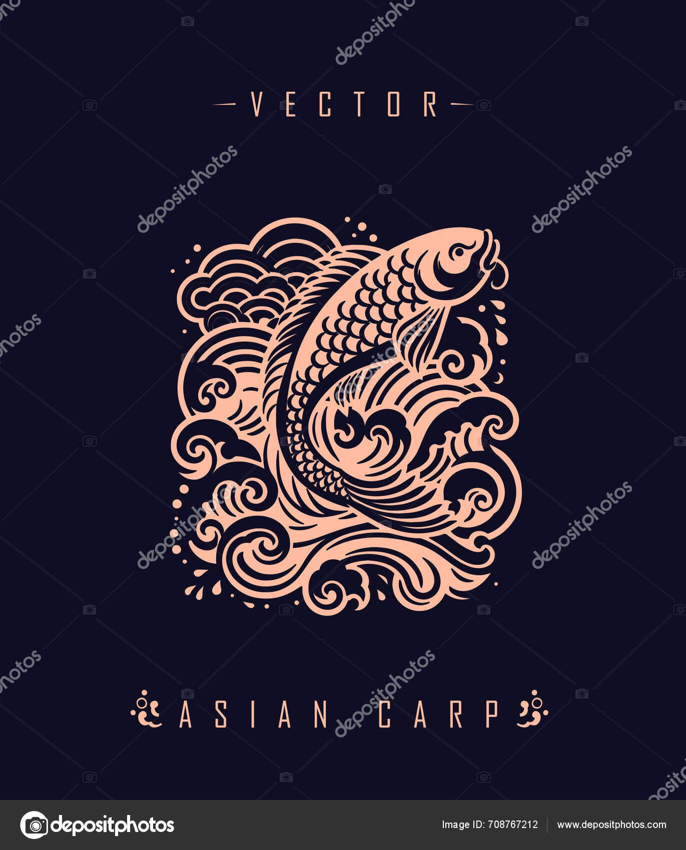 Chinese Carp Traditional Art Form Vector de stock por ©kitoul 708767212
