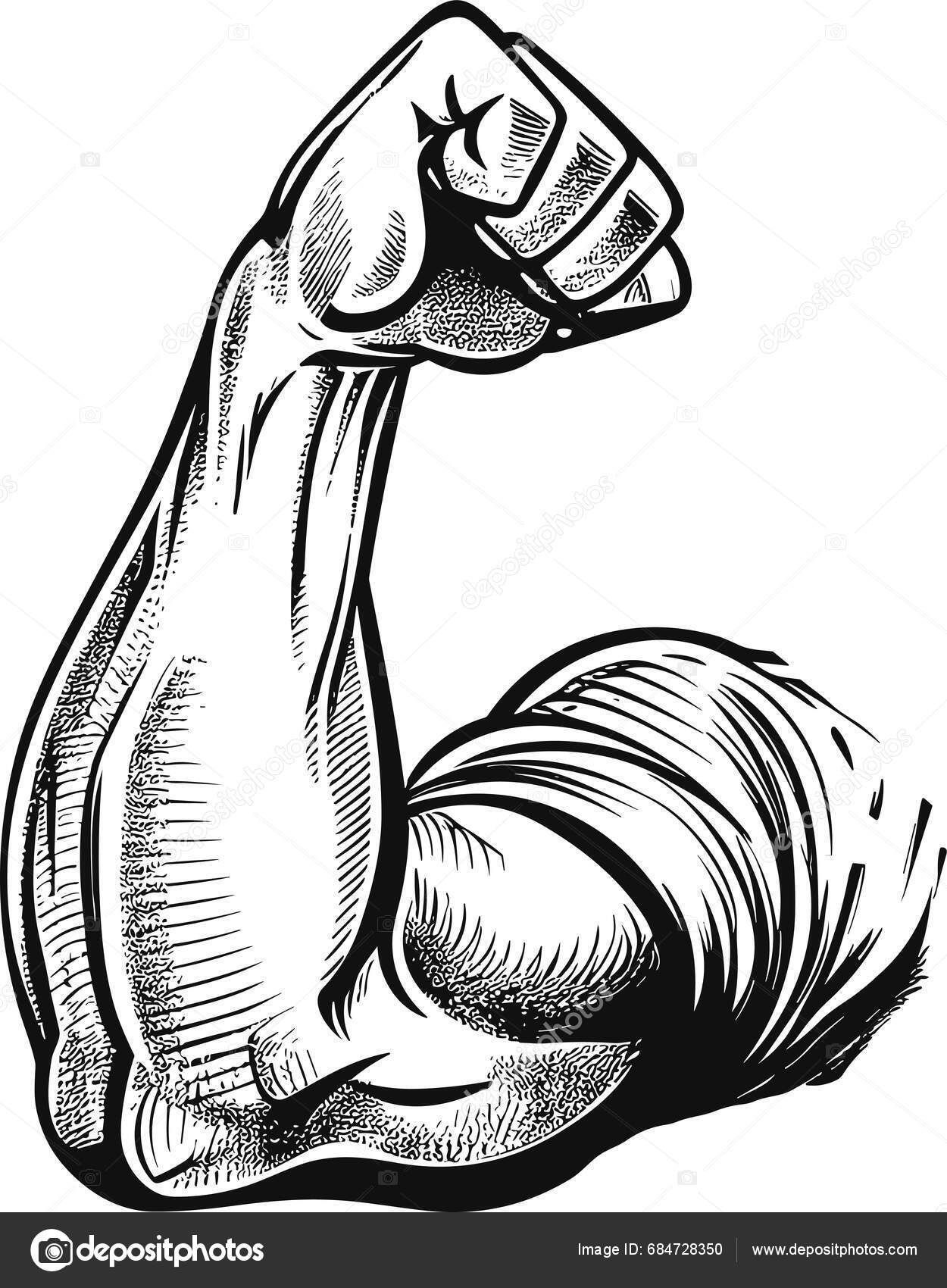 Strong Muscular Male Hand Clenched Fist Symbol Strength Protest Vector ...