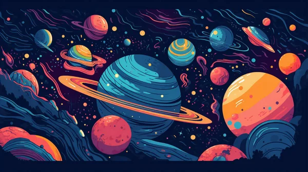 Pop Art Space Planets Stars