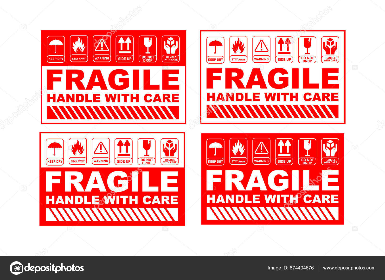Fragile Shipping Labels Set Packaging Symbols Fcc Rohs Tableware Plastic Stock Vector by ...