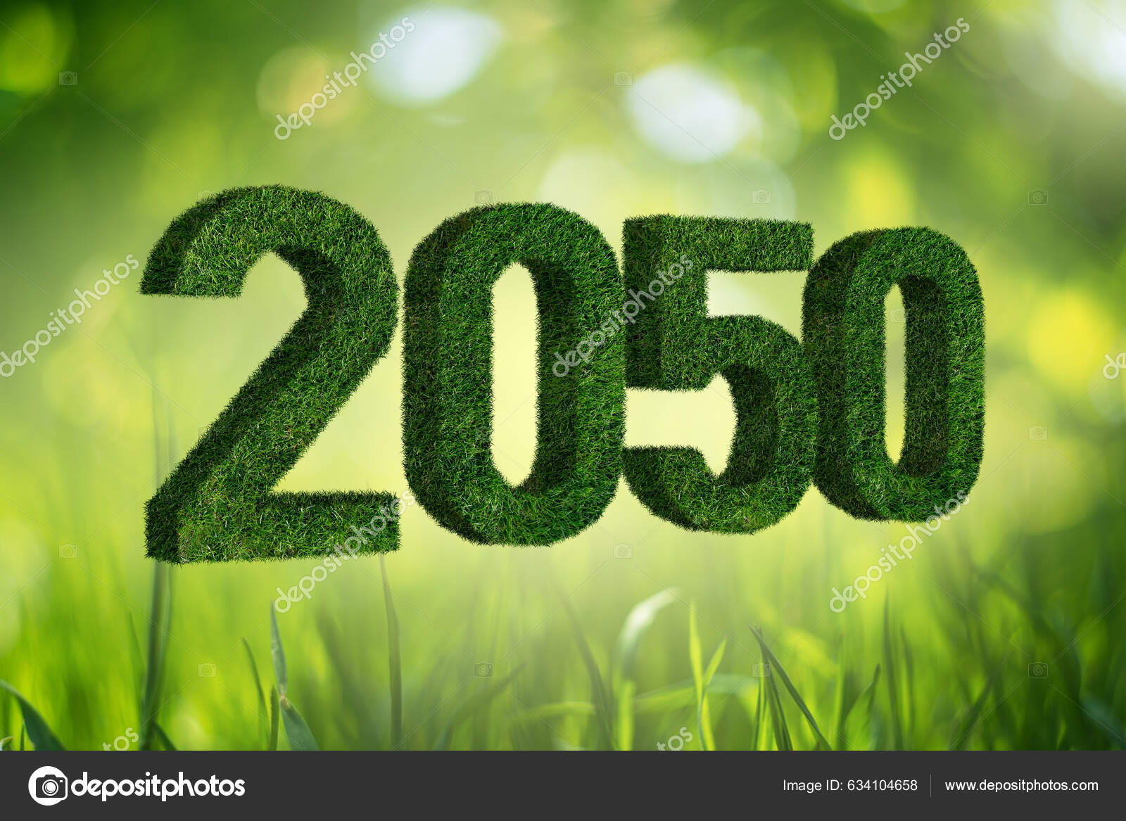 Numbers 2050 Grass Symbol Sustainable Development Full Transition Renewable Energy Stock Photo ...