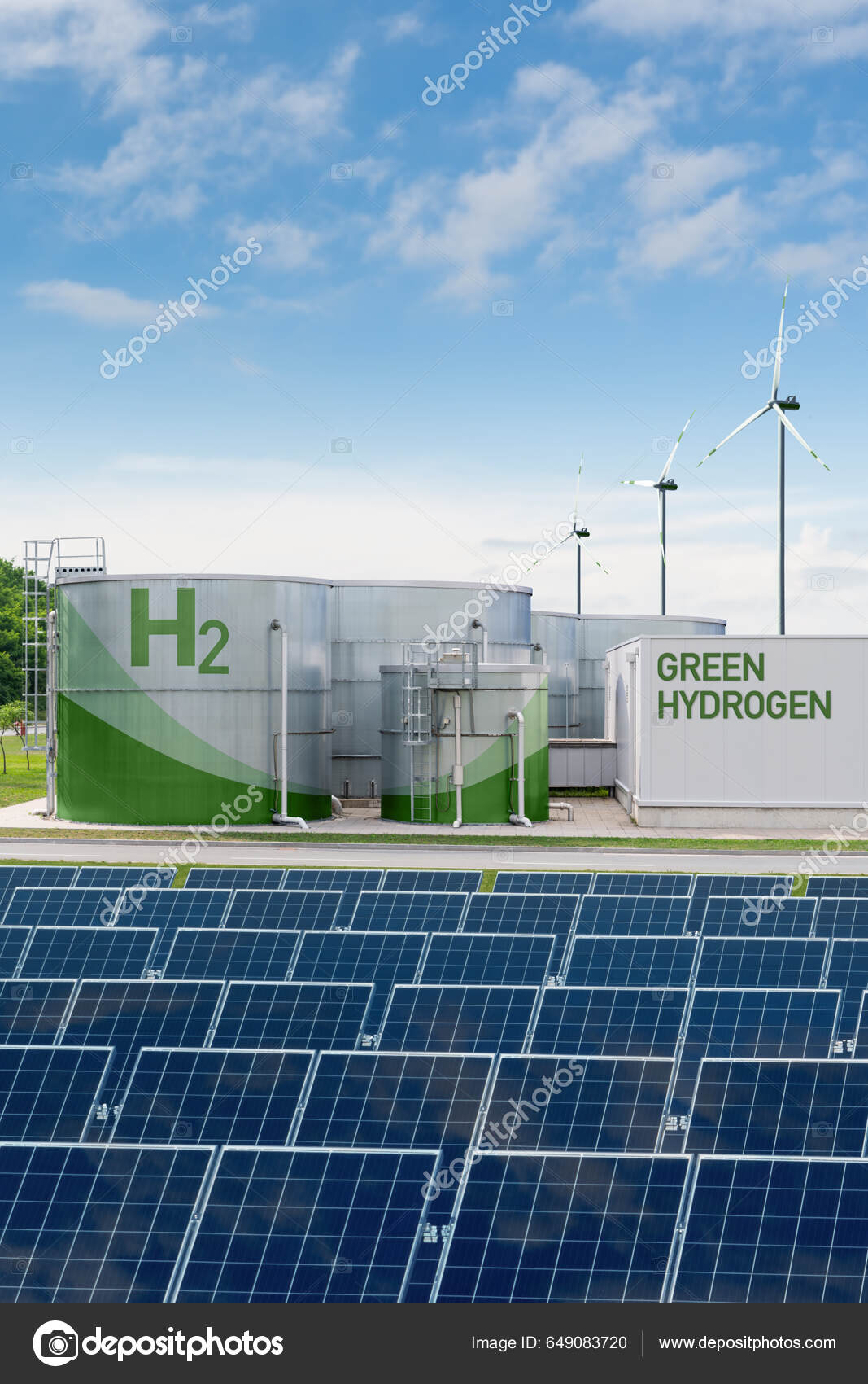 Vihreä Vety Tehtaan Käsite Vedyn Tuotanto Uusiutuvista Energialähteistä ...