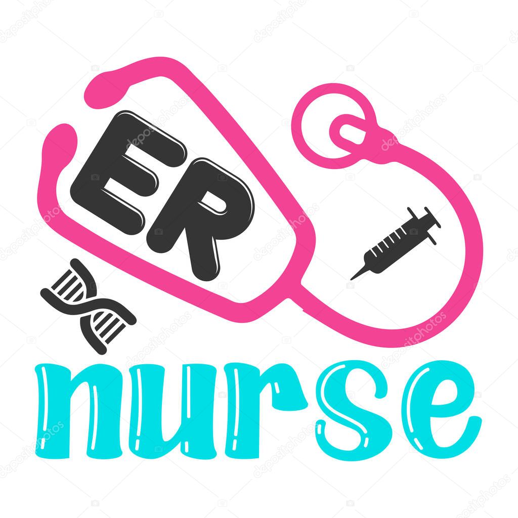 enfermera diseño de vectores tipográficos, texto aislado, composición ...