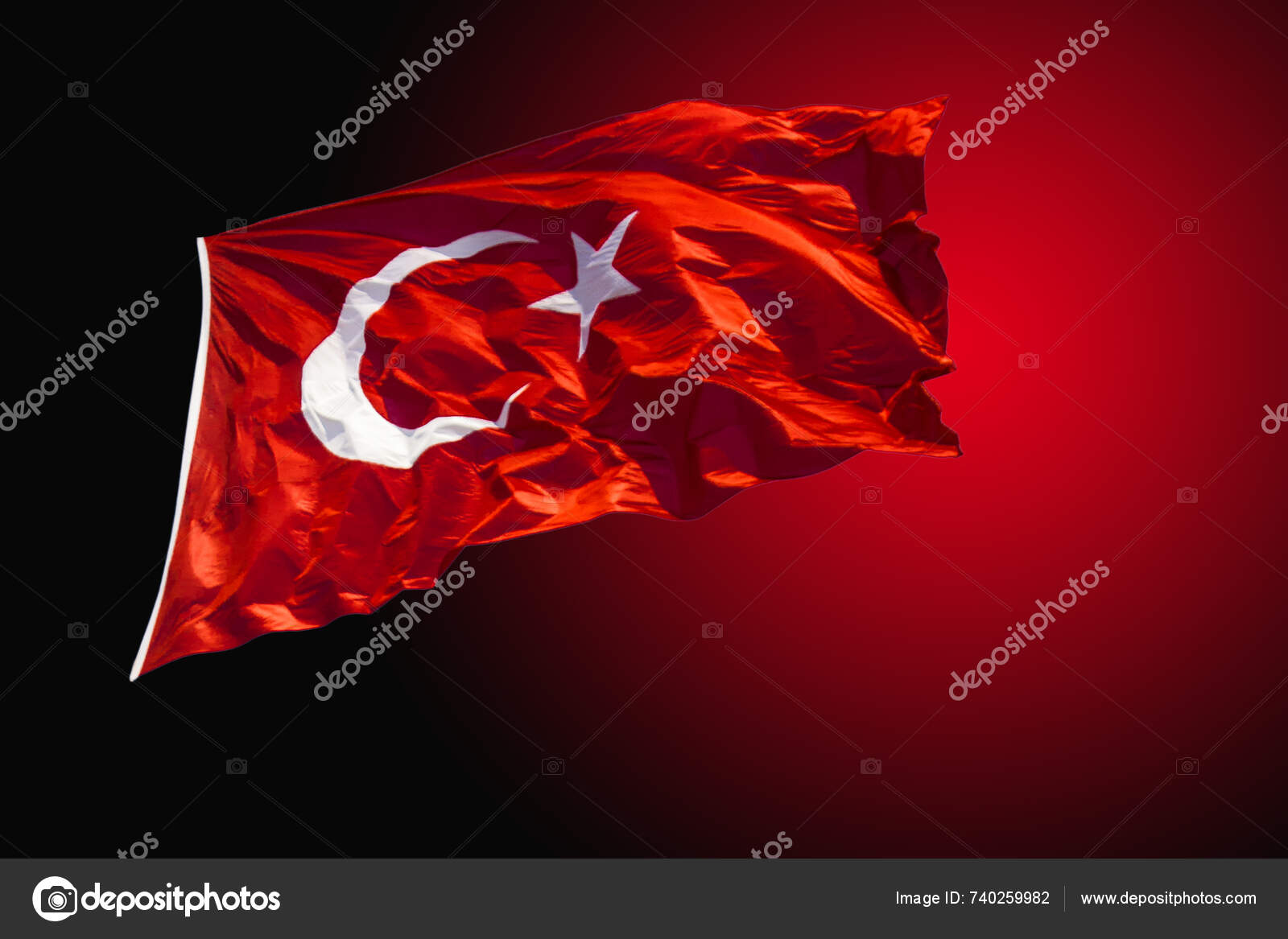 Bandera Nacional Turca Con Estrella Blanca Luna Sobre Fondo Rojo — Foto ...