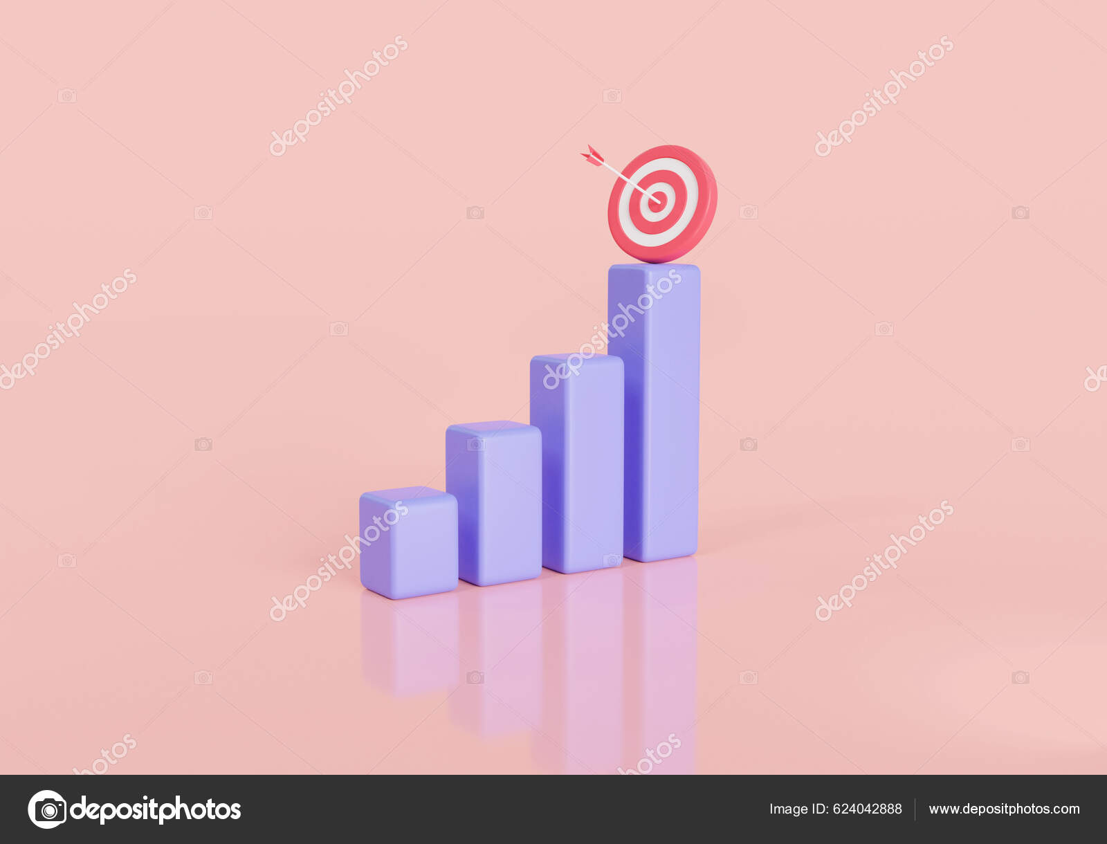 Bar Chart Graph Target Pink Background Business Target Concept ...