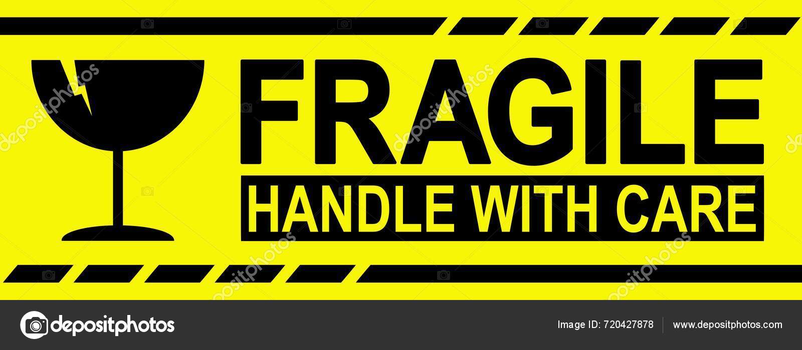 Etiqueta Engomada Frágil Mango Con Cuidado Etiqueta Advertencia Frágil ...