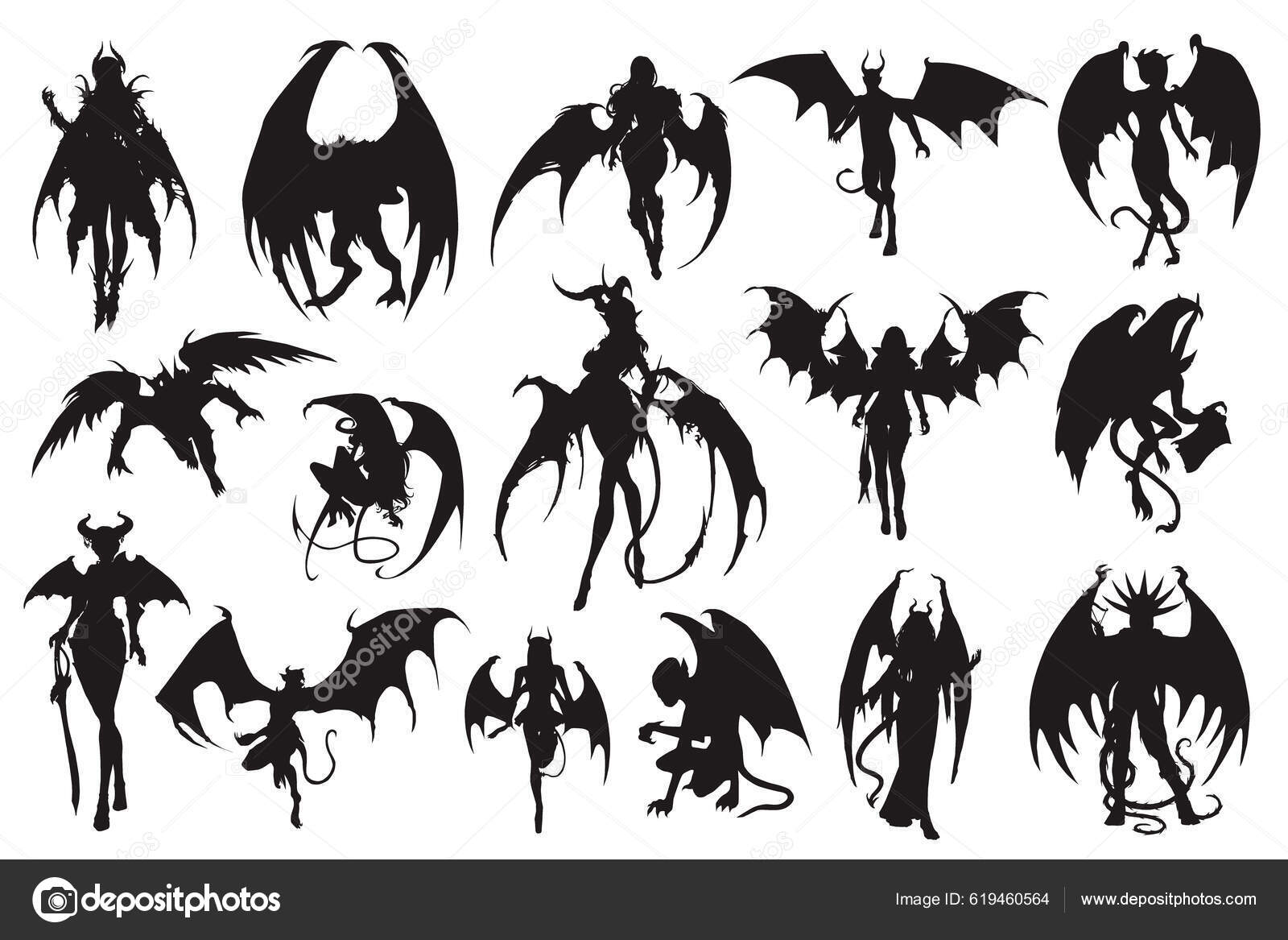 様々な種類の悪魔のシルエットのベクトル図です ストックベクター ©Dava_ardhika 619460564