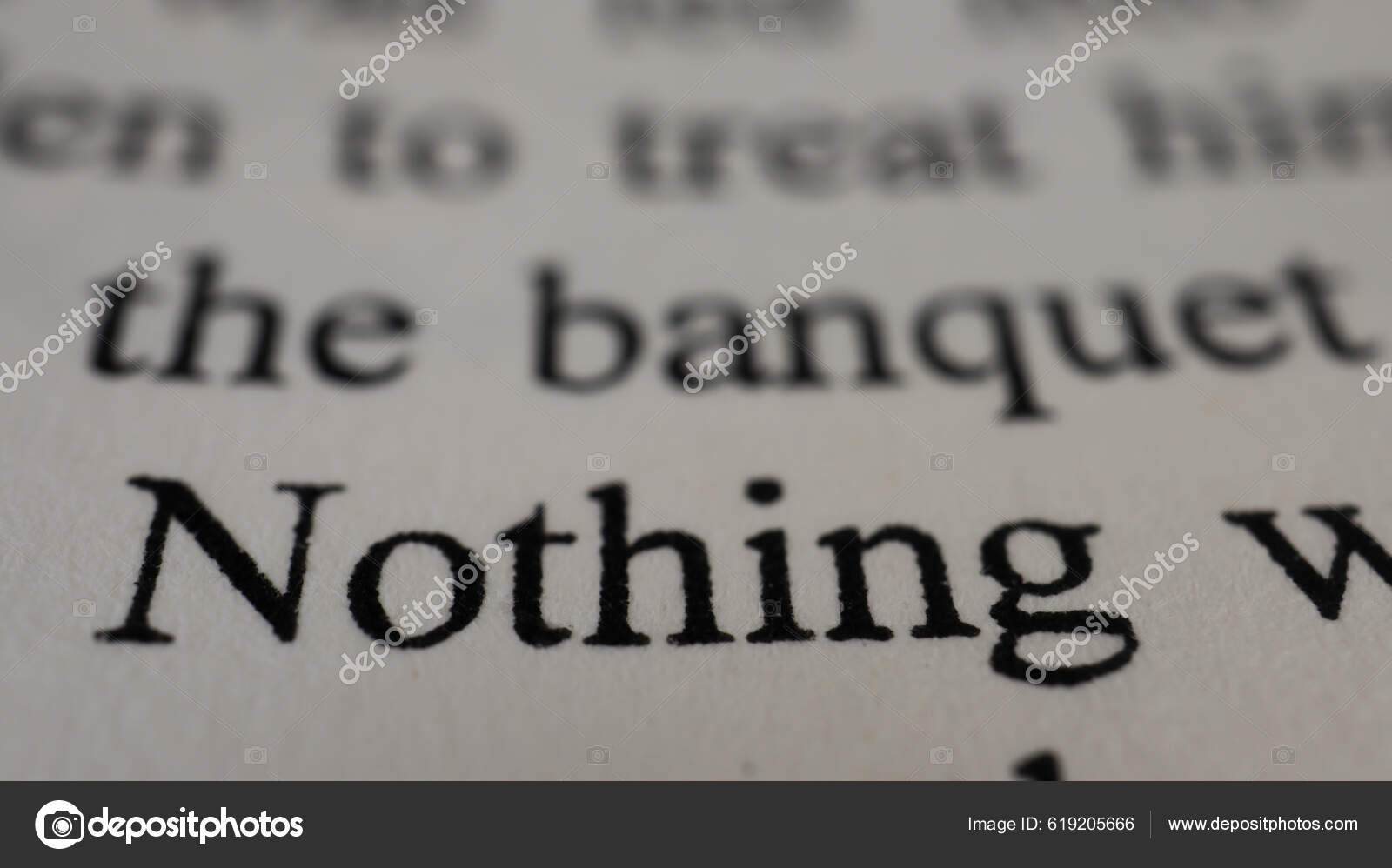 Nothing Text Open Book Page Close Macro Shot Nothing Word — Stock Photo ...