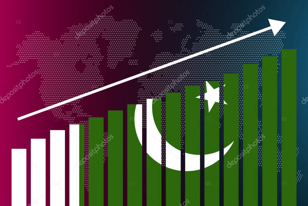 Gráfico de gráfico de barras de Pakistán, valores crecientes, concepto ...