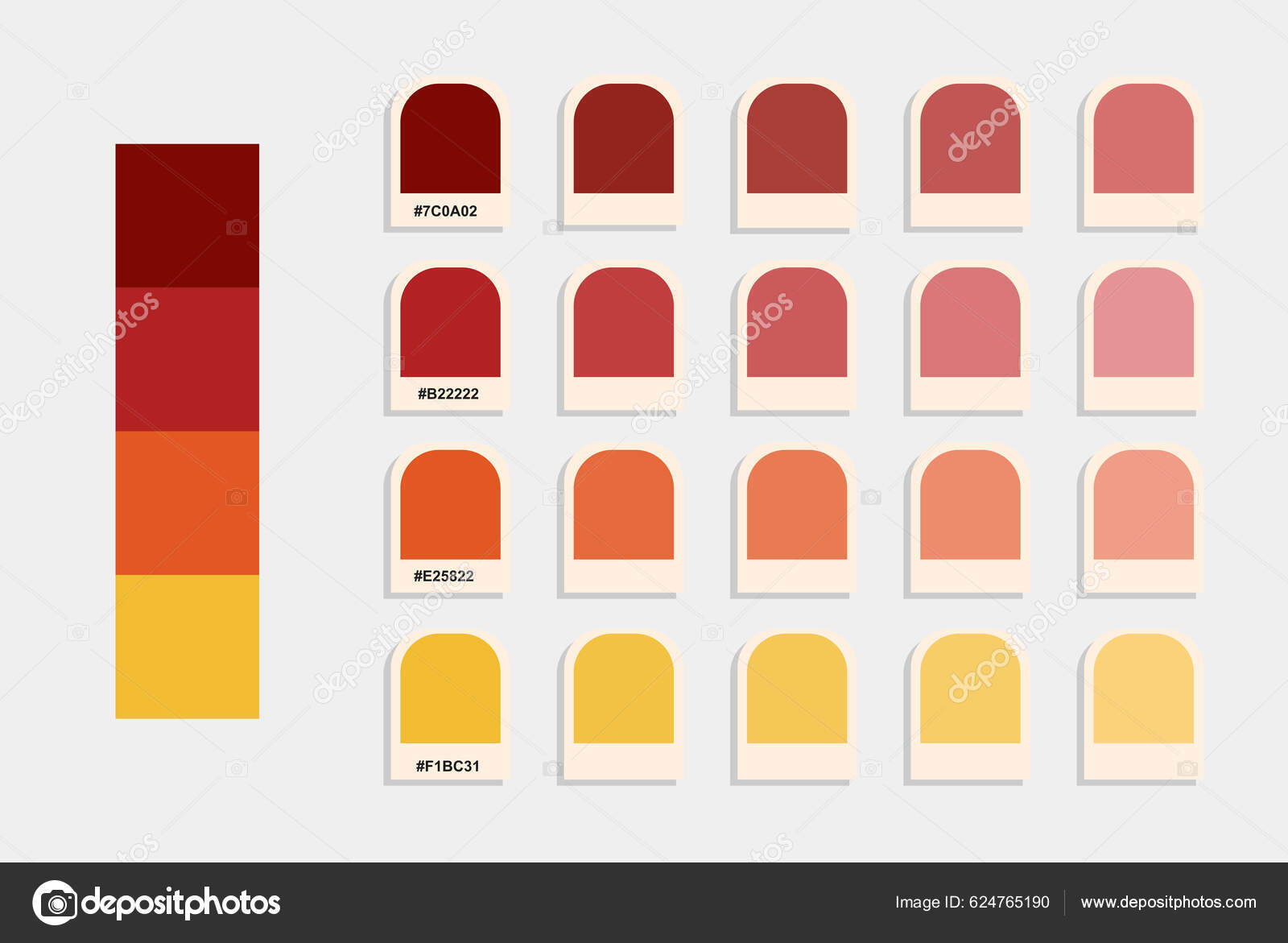 Vecteur Palette Couleurs Rouge Orange Jaune Catalogue Couleurs Coucher ...