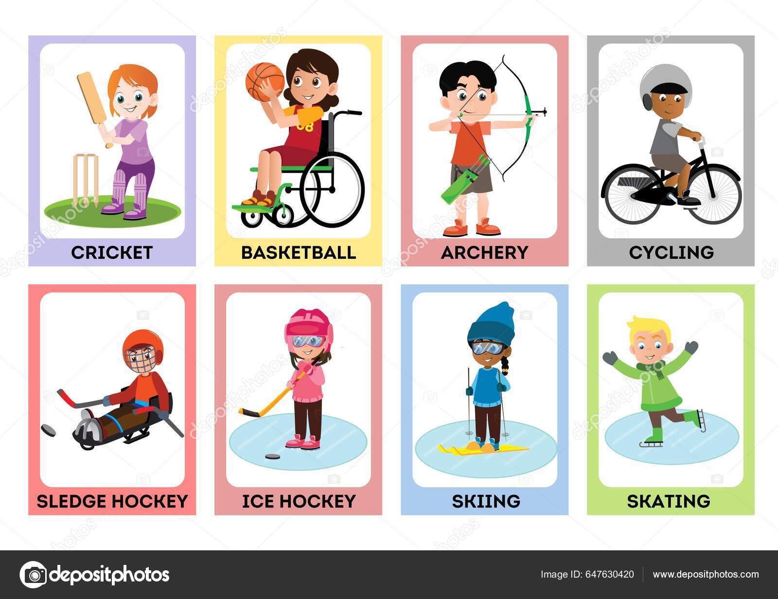 Fun Kinds Sports Flashcards Stock Illustration by ©Meefox123@gmail.com ...