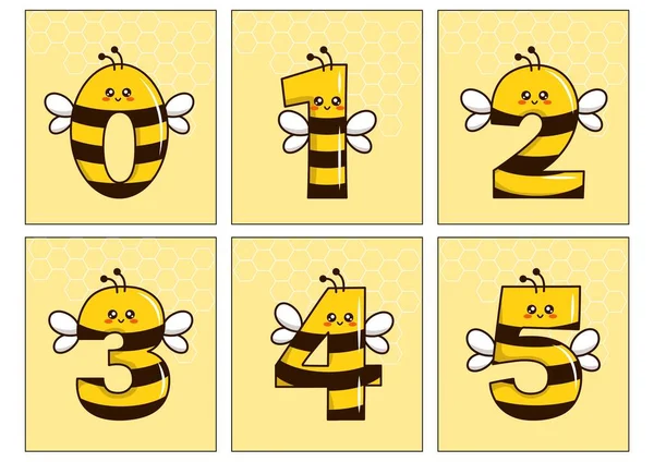 Yellow Bee Number Flashcards - 1 - Stock Image - Everypixel