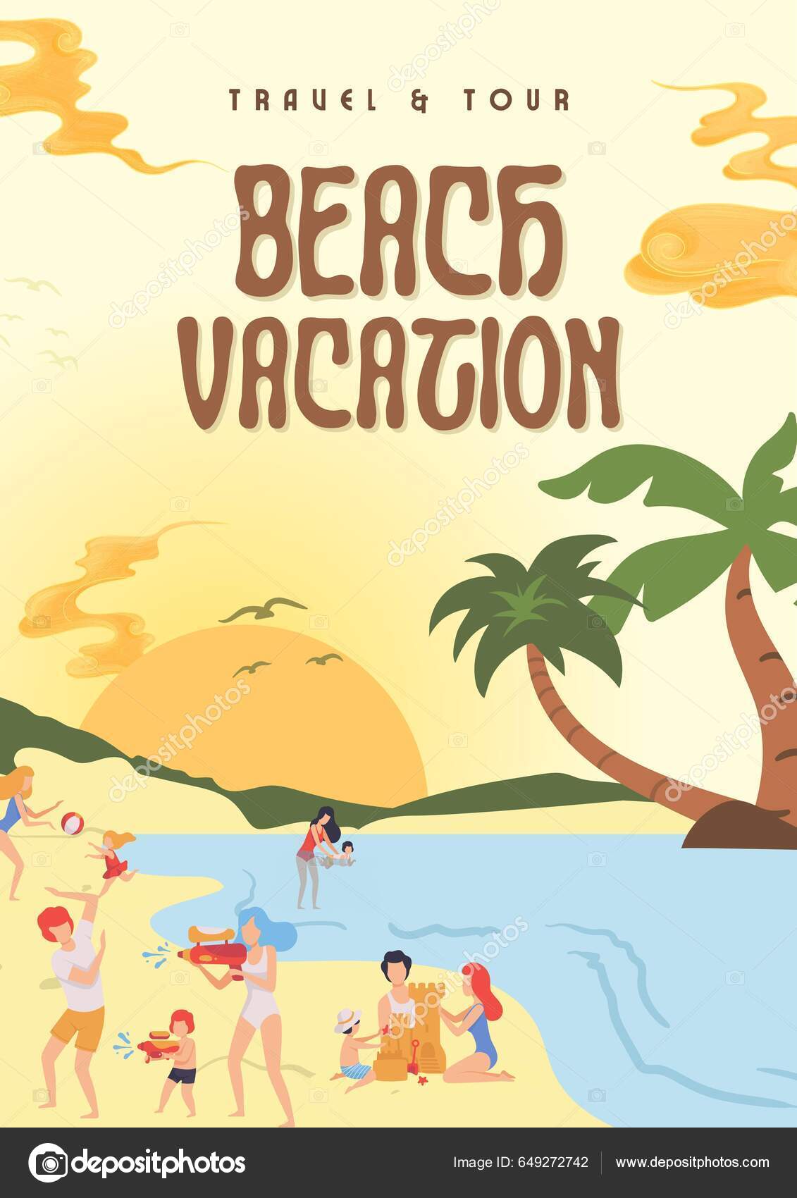 Beach Vacation Poster Art Graphic Design Stock Illustration by ...
