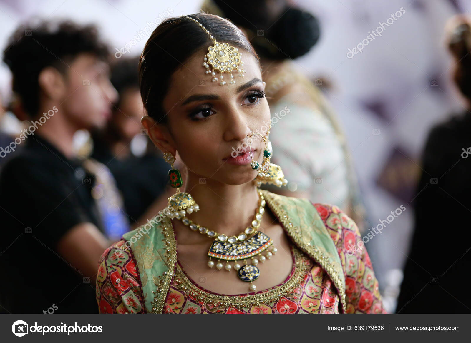 Model Backstage Posing Traditional Indian Pakistani Bridal Dress ...