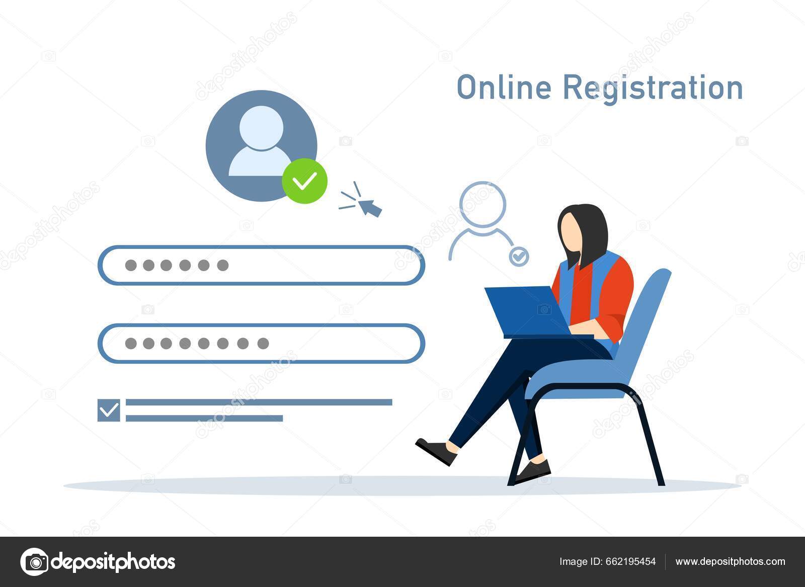 Online Registration Concept Registration User Interface Woman Create ...