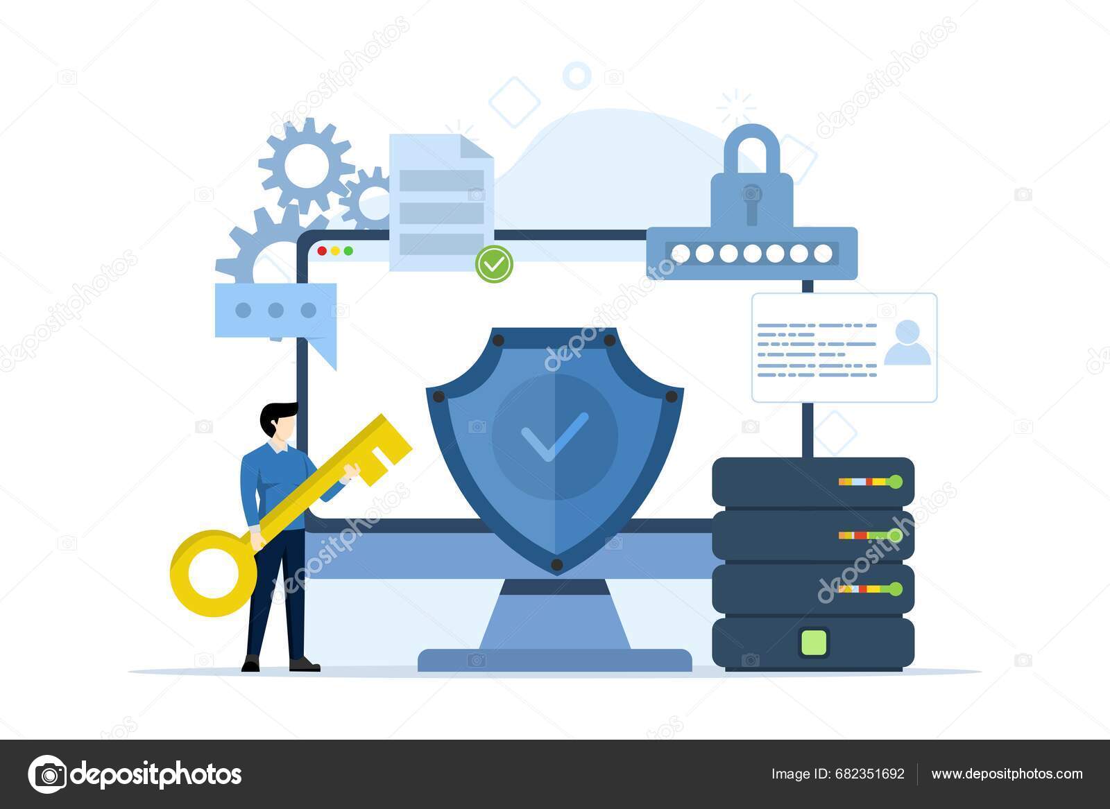 Cyber Security Vector Illustration Concept Characters Data Security ... Cyber Security Vector Illustration Concept Characters Data Security ...