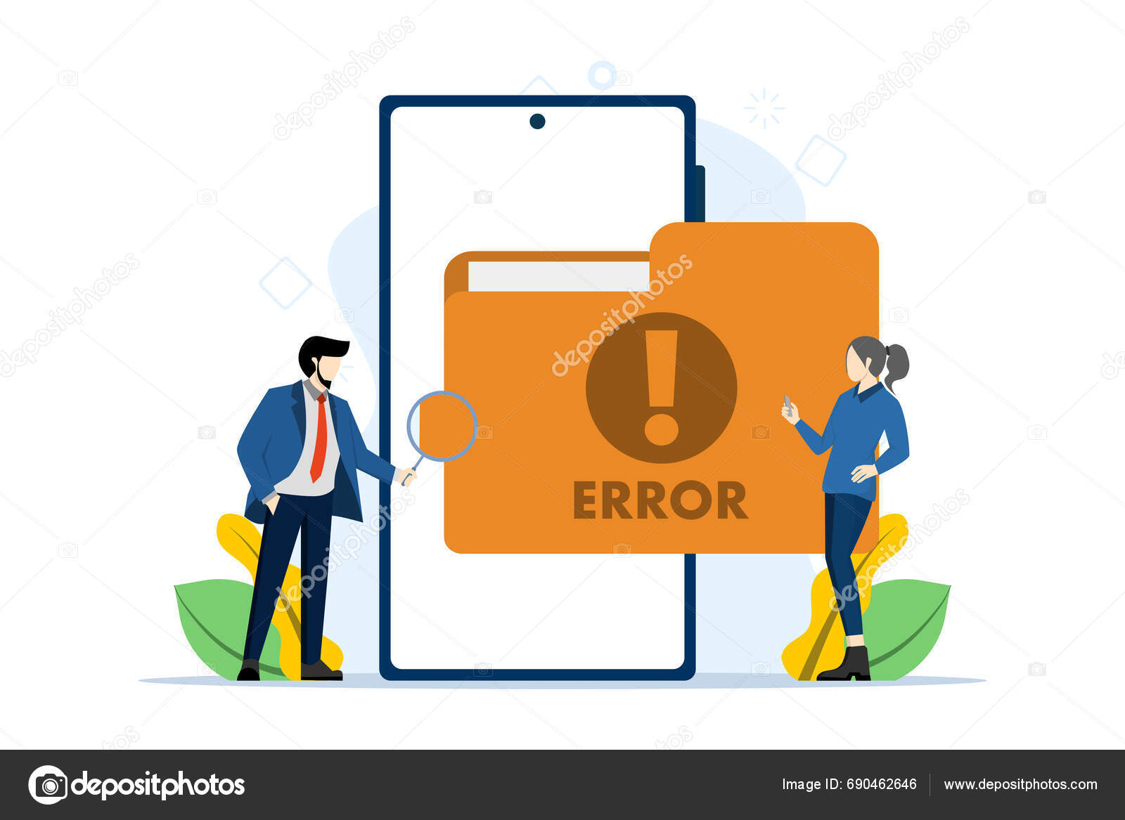Error Warning Concept Damaged Corrupted Files People Checking Damaged ...
