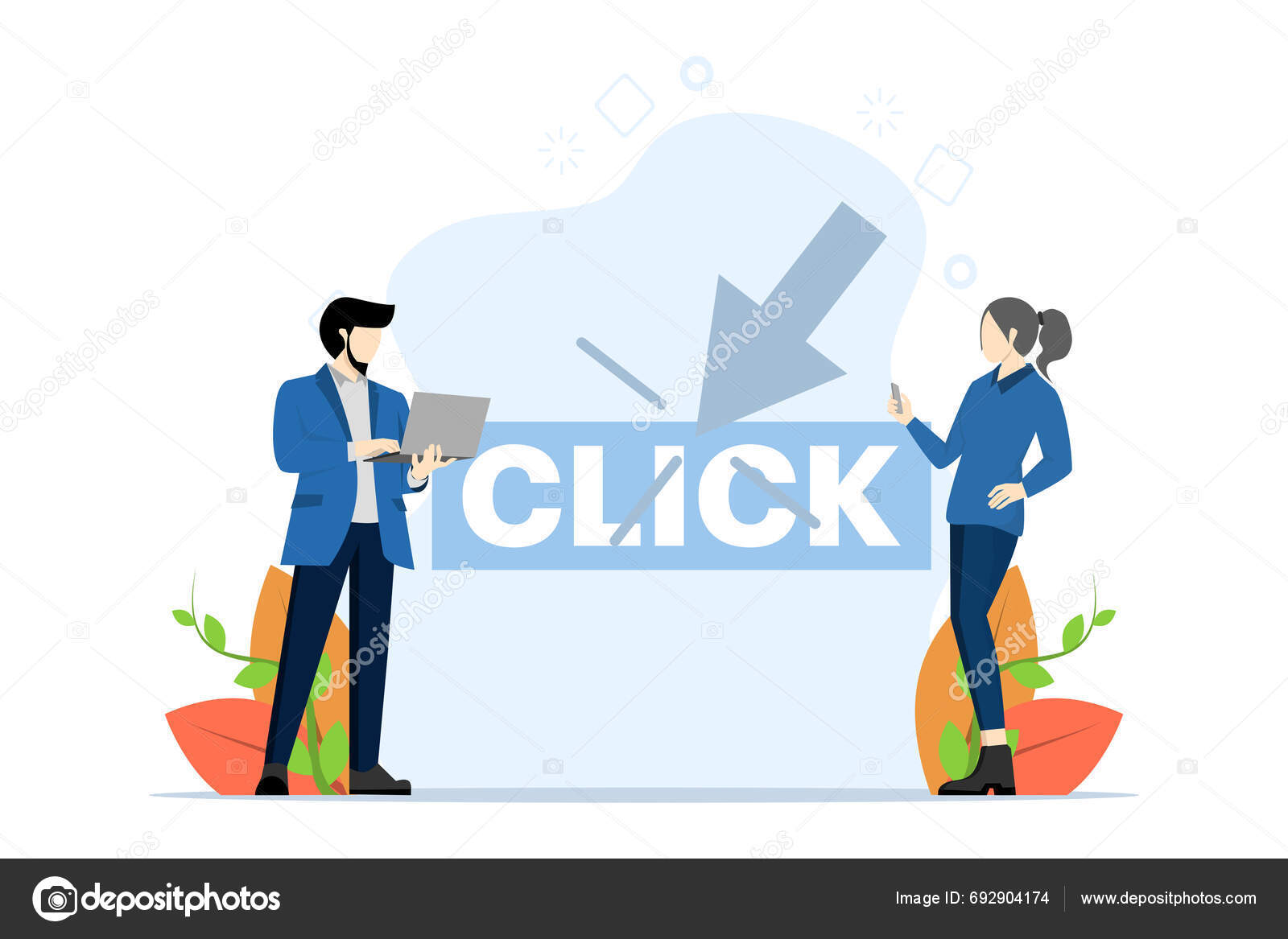 Internet Concept Click Button Here Laptop Screen Cursor Pointer Sign Stock Vector by ©Fahmi2019 ...