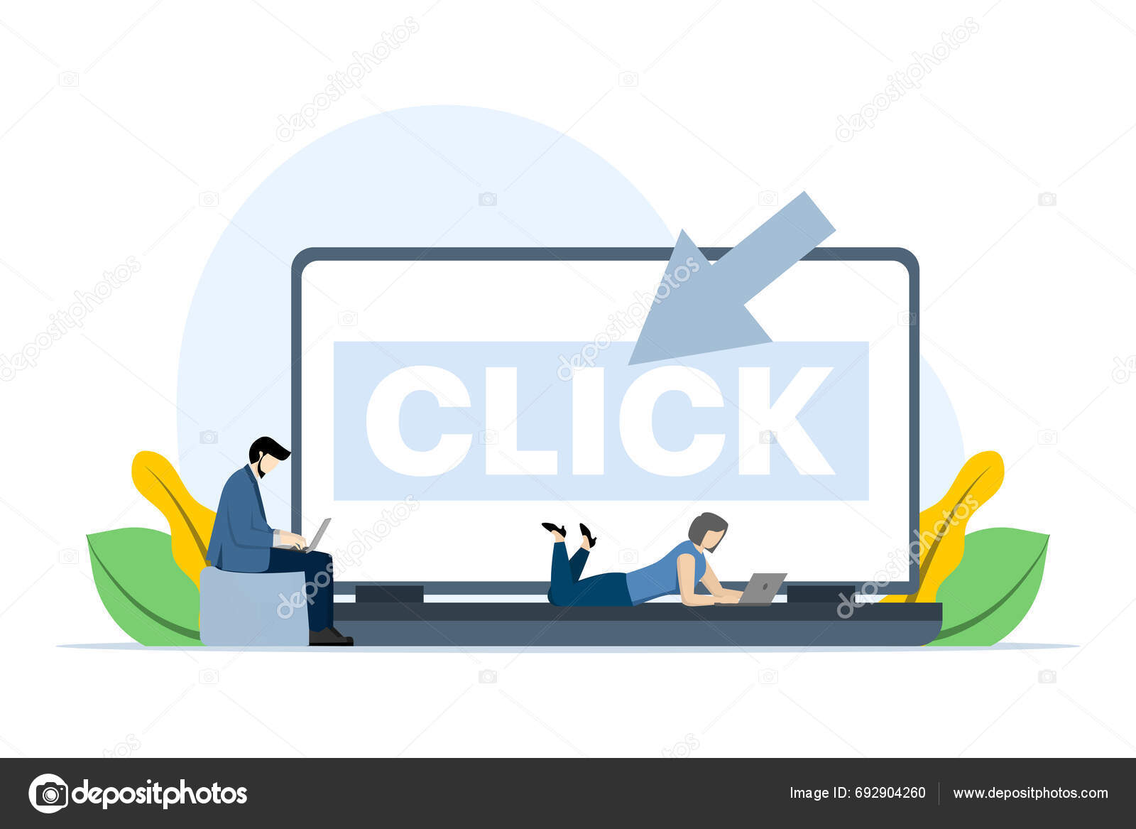 Internet Concept Click Button Here Laptop Screen Cursor Pointer Sign Stock Vector by ©Fahmi2019 ...