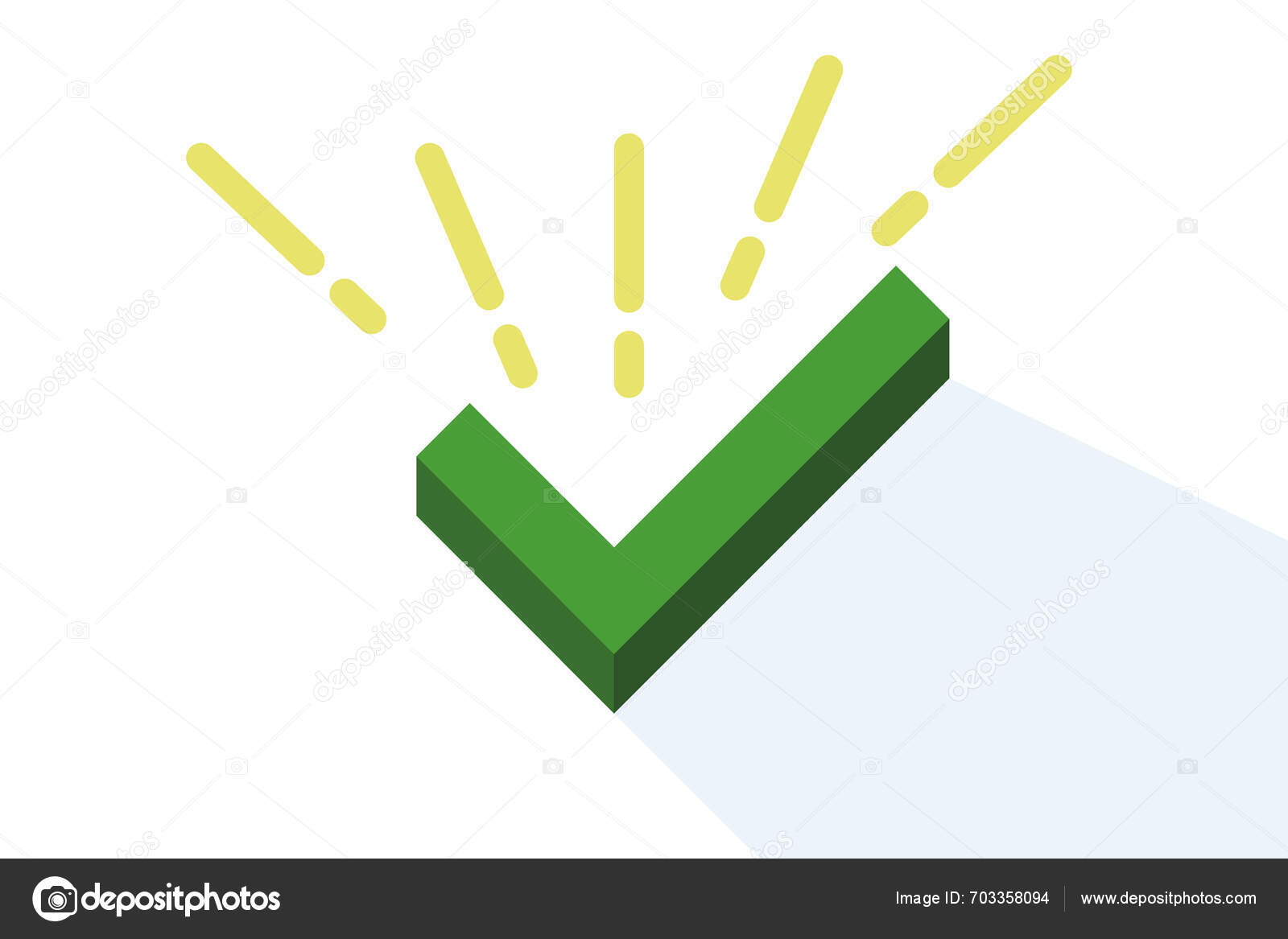 Image vectorielle Concept Tâche Accomplie Avec Coche Main Objectif ...