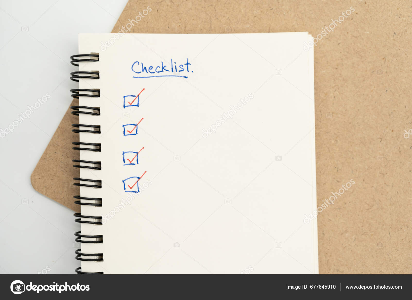 Top View Notebook Handwritten Checklist Text Checklist Concept ...