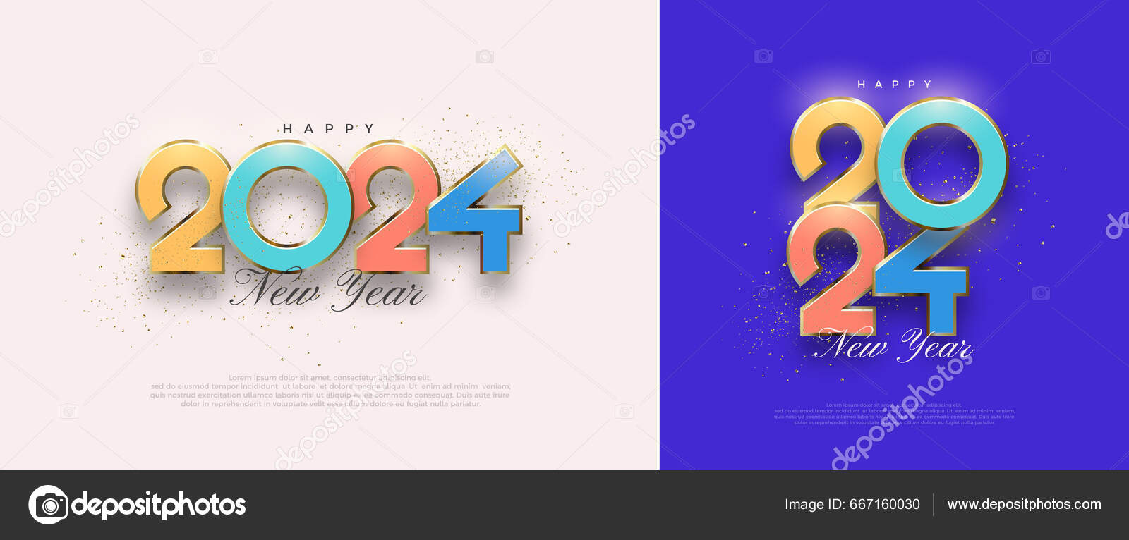 Selamat Tahun Baru 2024 Colorful Dengan Angka Modern Latar Belakang Vektor Stok oleh ...