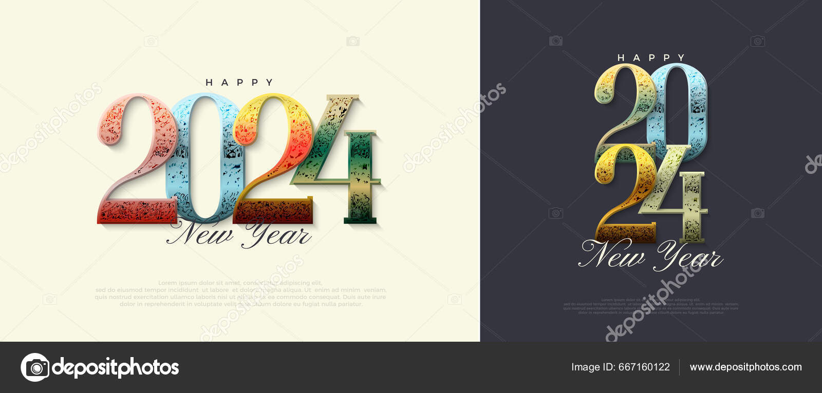 New Year Number Design Numbers 2024 Clean Bright Colorful Premium Stock ...