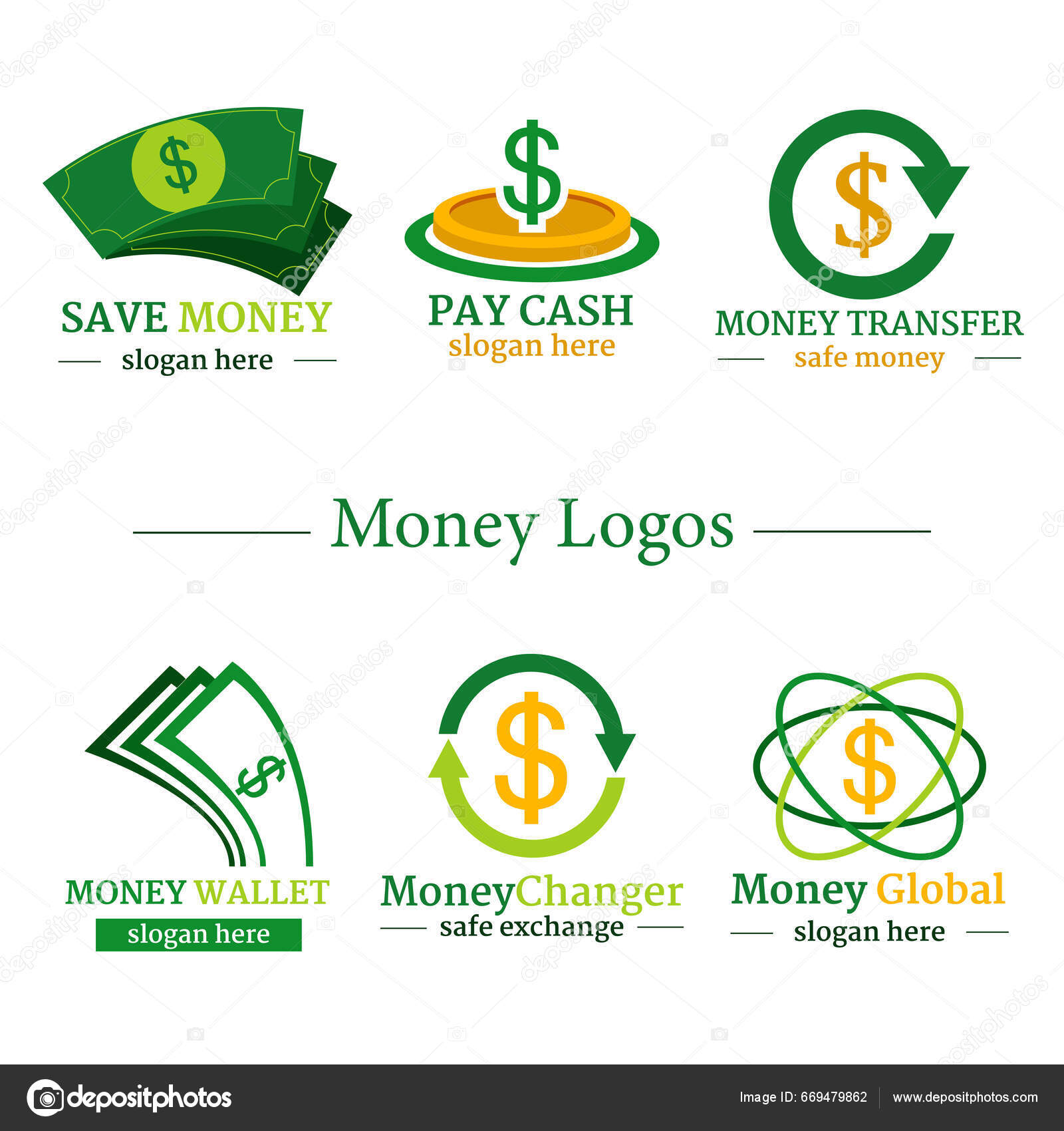 Set Logos Money Pay Cash Money Transfer Wallet Money Changer Stock ...