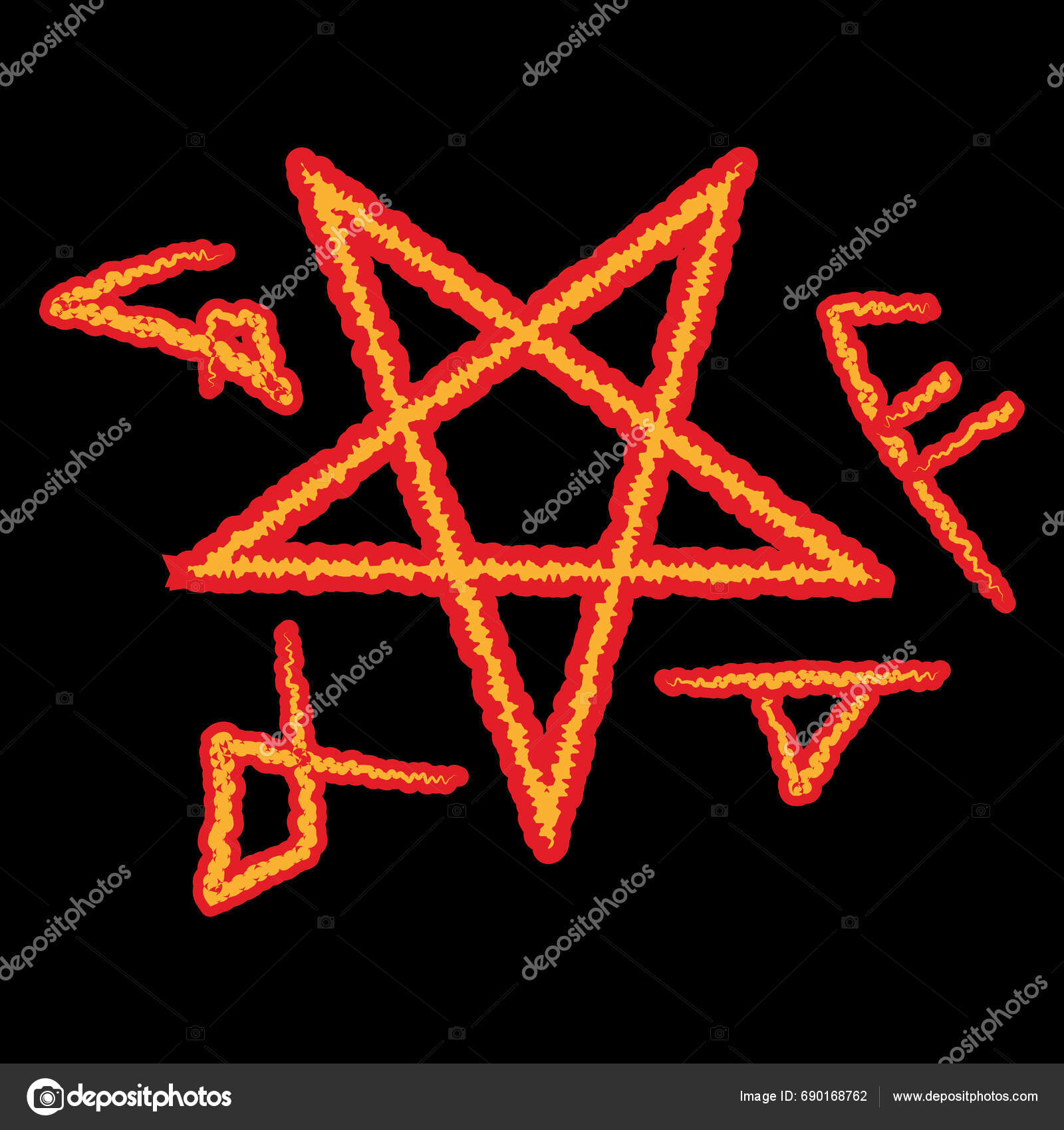 Pentagram Pentacle Wicca Star Tattoo Satanic Occult Signs Mystic ...