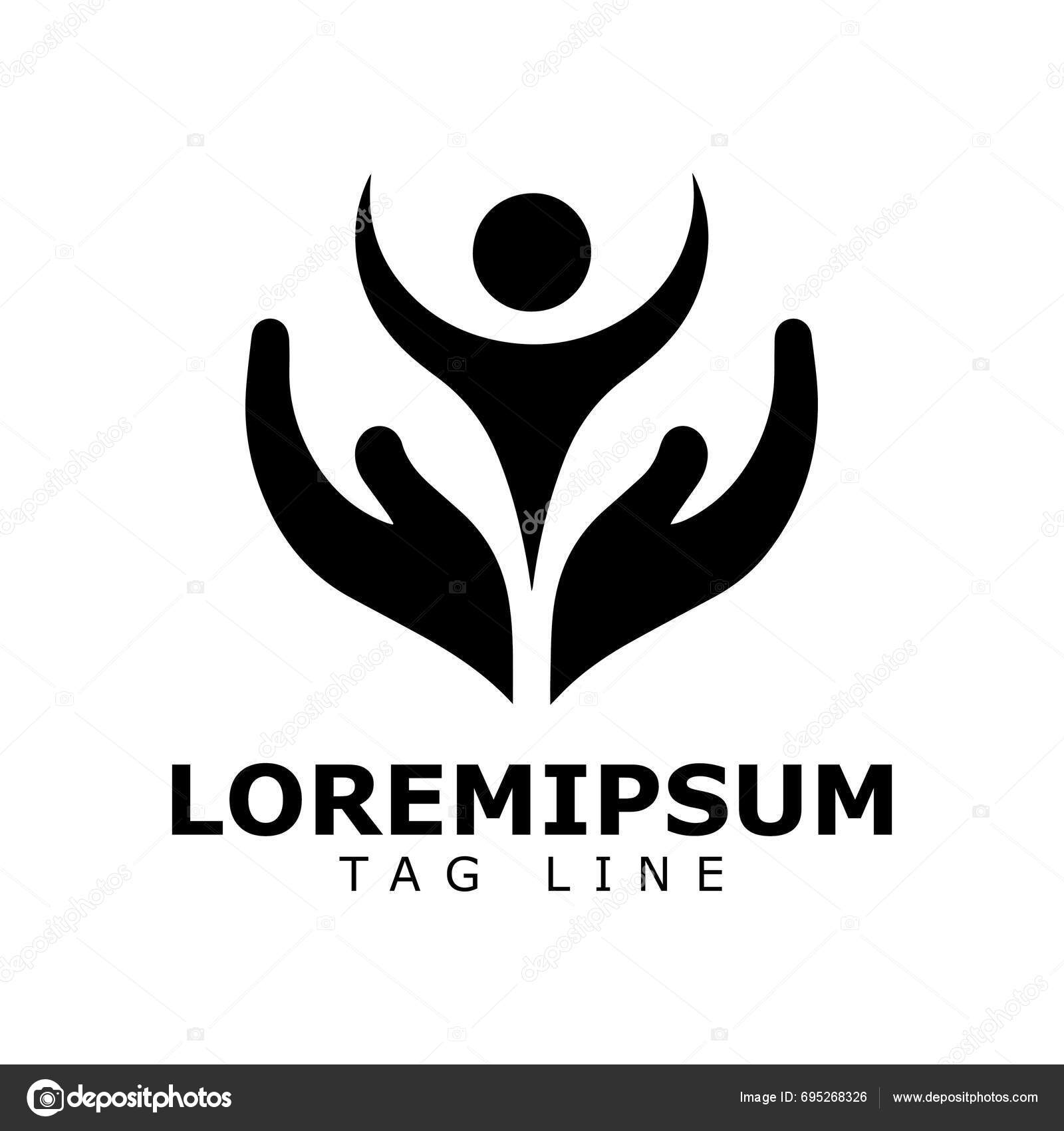 Welfare Hands Logo Happy Human Figure Silhouette Care Hand Icon Stock ...