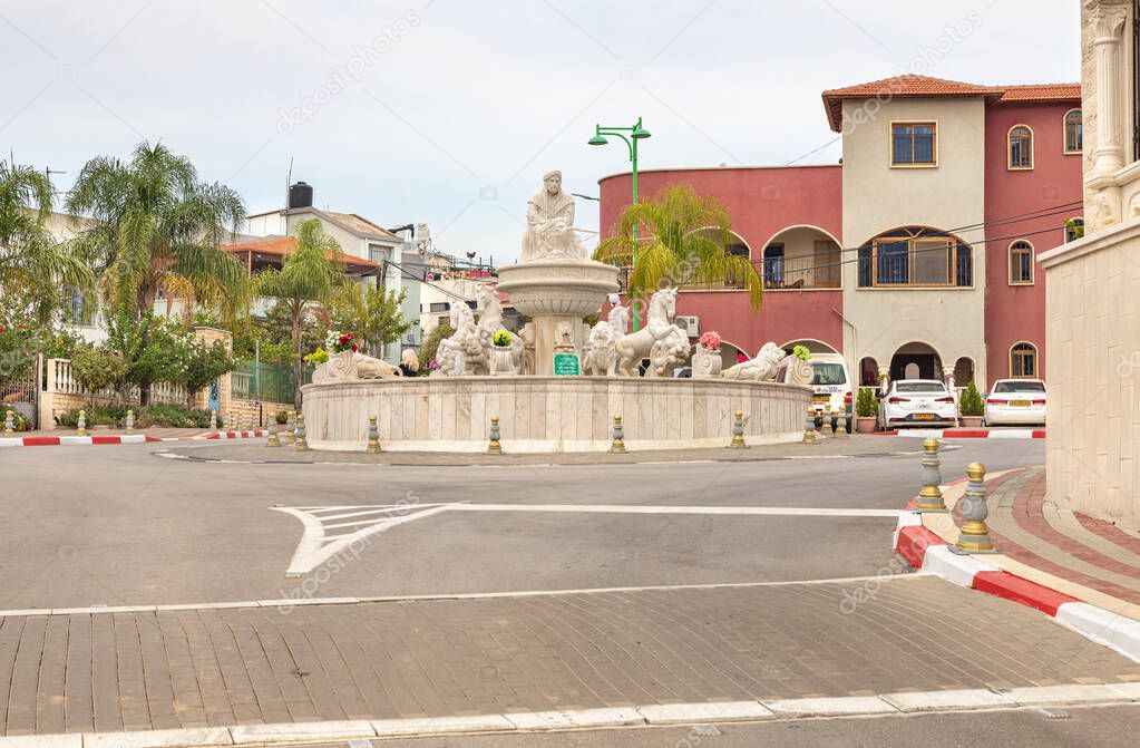 Ghajar, Israel, December 03, 2022 : A square decorated with a ...