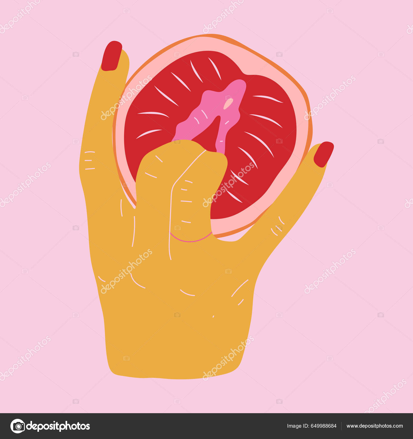 Sexual Hand Gesture Fruit Outlines Female Labia Illustrator Vagina