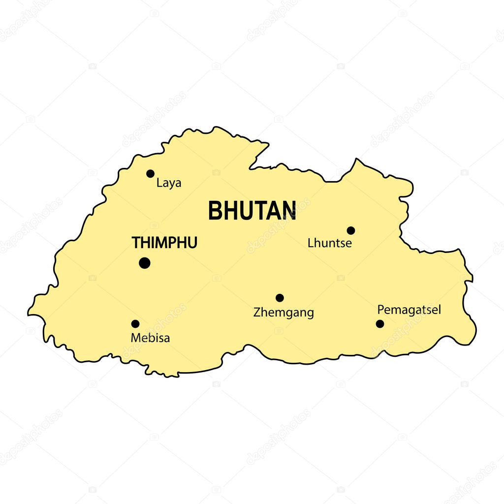 Mapa de Bután vector ilustración logo design 2024