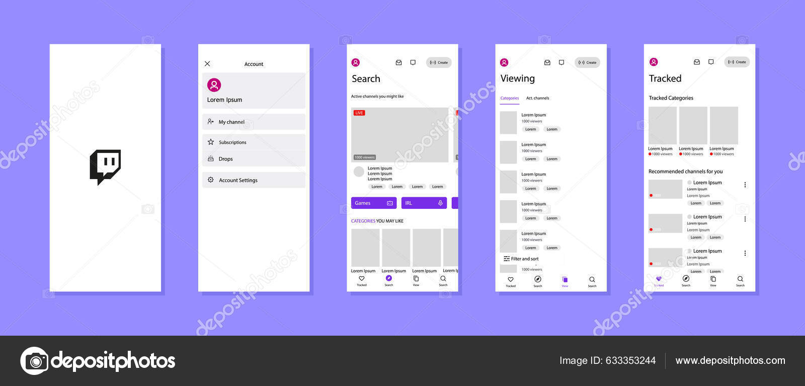 Twitch Mobile Interface Twitch Screen Social Media Streaming Platform ...