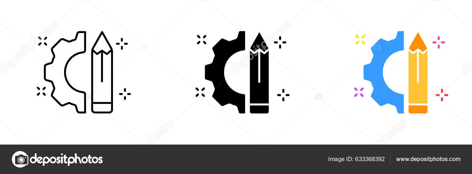 Pen Gear Set Icon Control Panel Cube Art Inspiration Scroll Stock ...