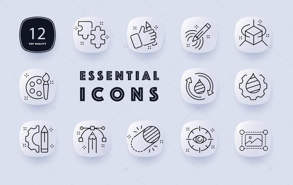 Conjunto de iconos de edición. Una representación visual del proceso de ...