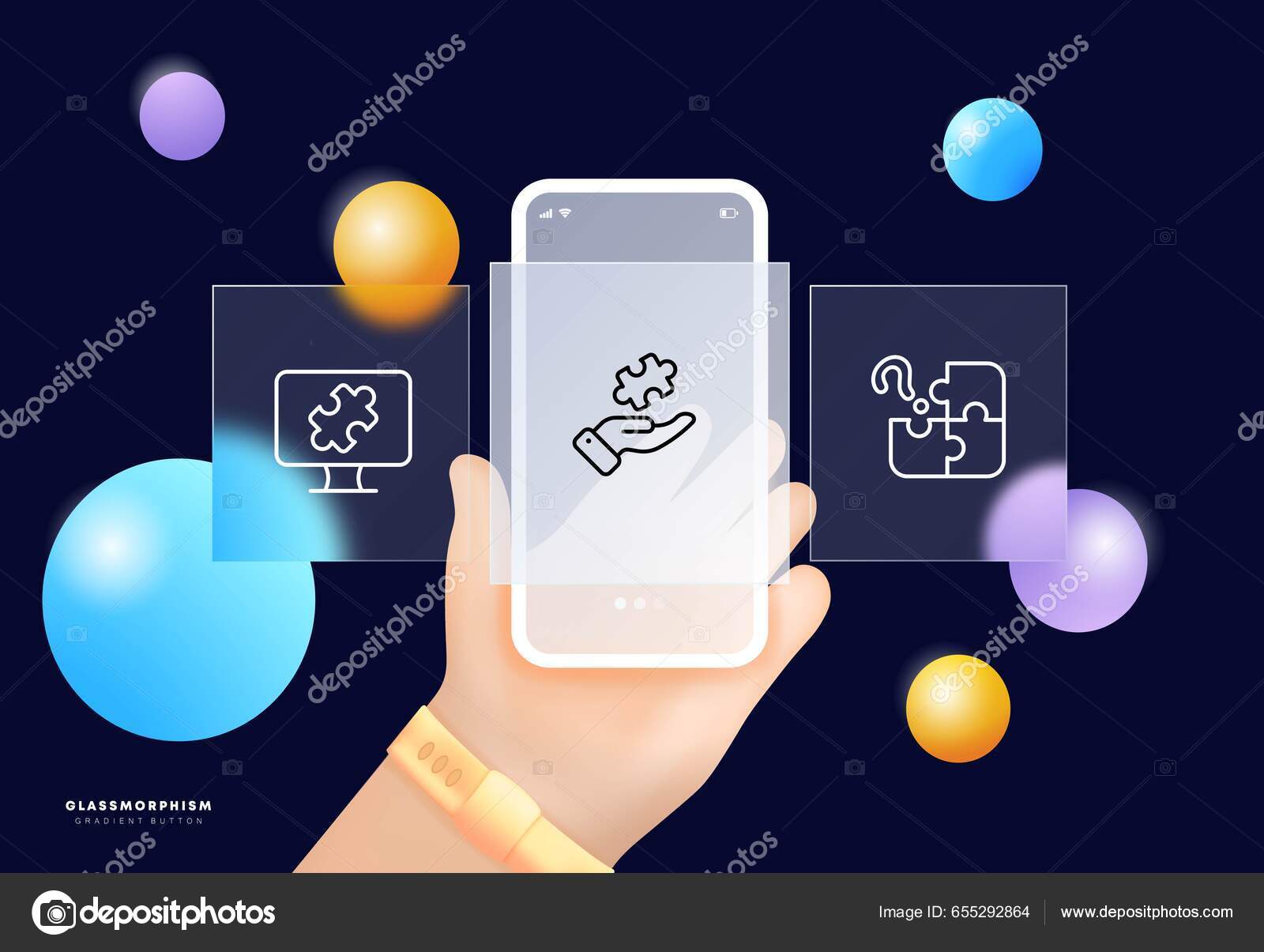 Puzzle Icon Set Visual Representation Game Activity Involves Fitting ...