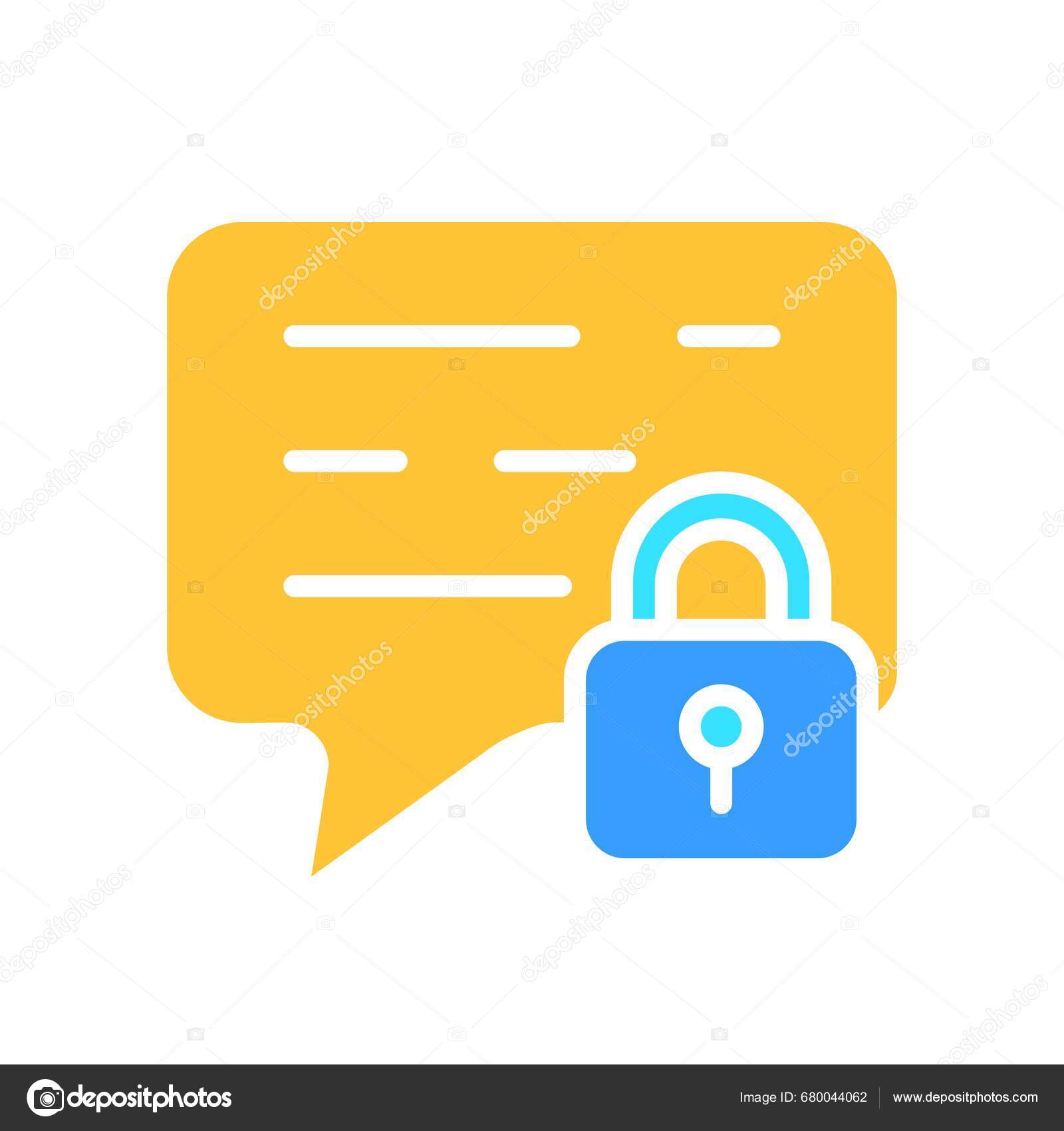 Closed Padlock Message Line Icon Security Protection Key Door Password ...