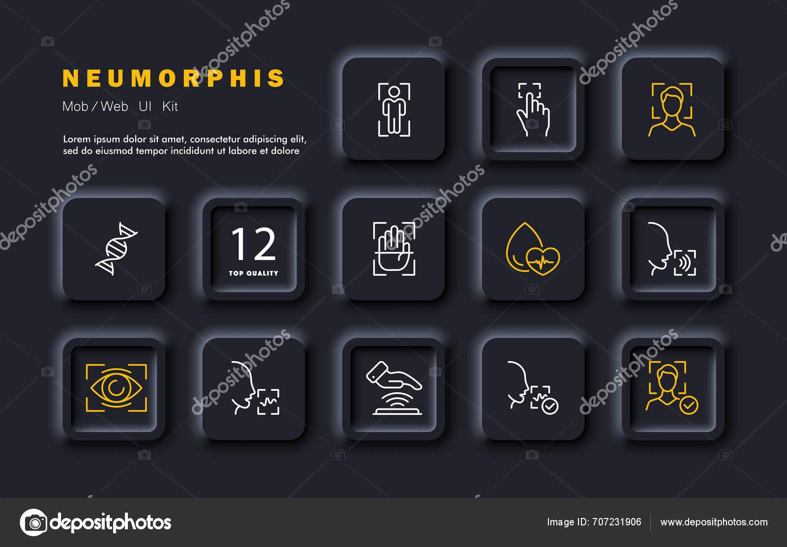 Recognition Set Icon Recognition Face Fingerprint Voice Scanning Face ...