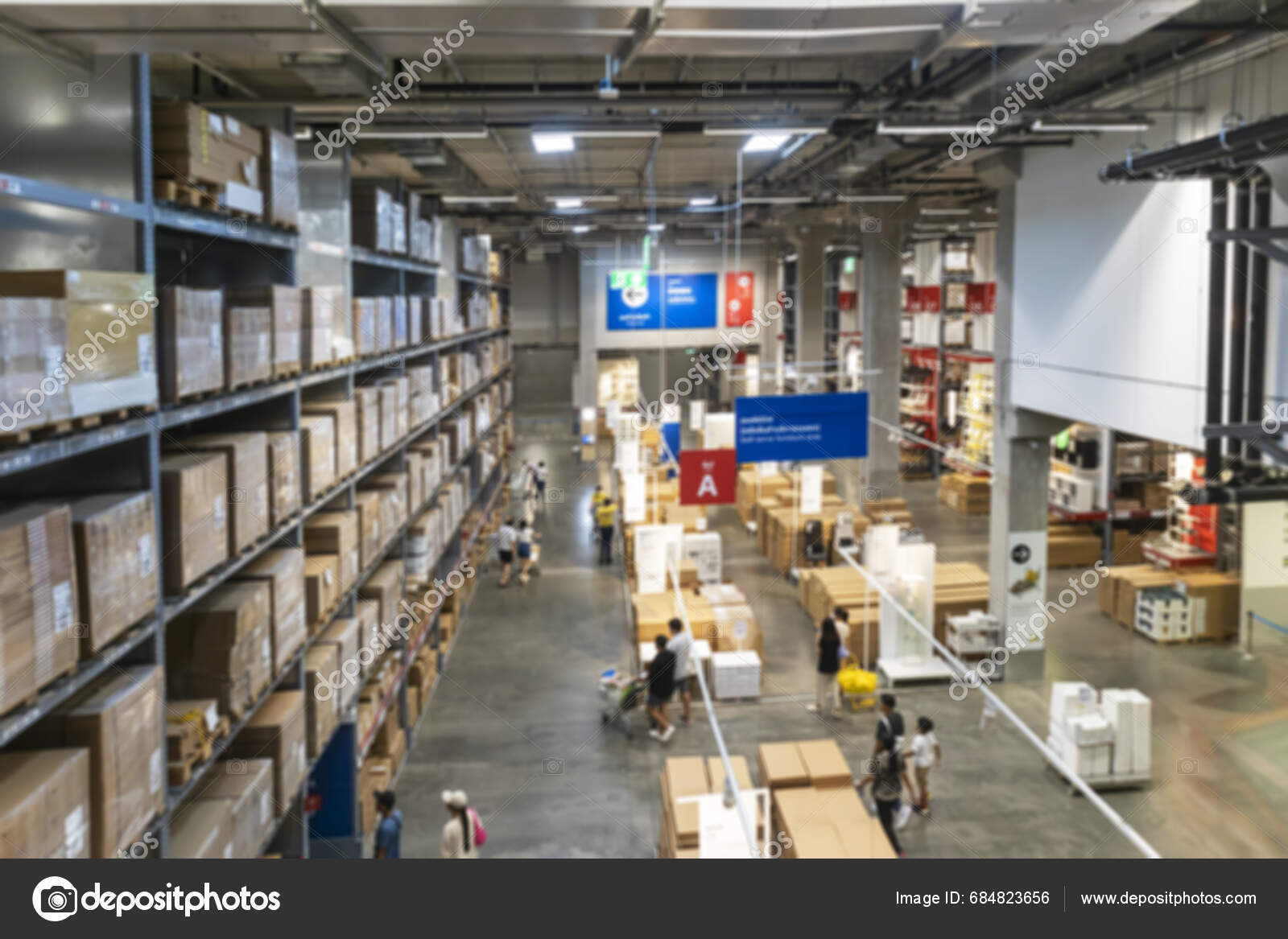 Fuzzy Top View Facing Downward Picking Warehouse Area Purchase ...