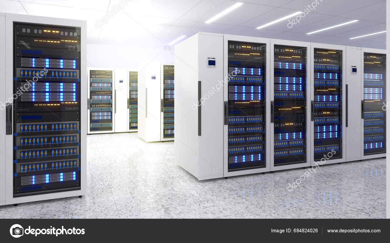 Shot Data Center Multiple Rows Fully Operational Server Racks Modern ...