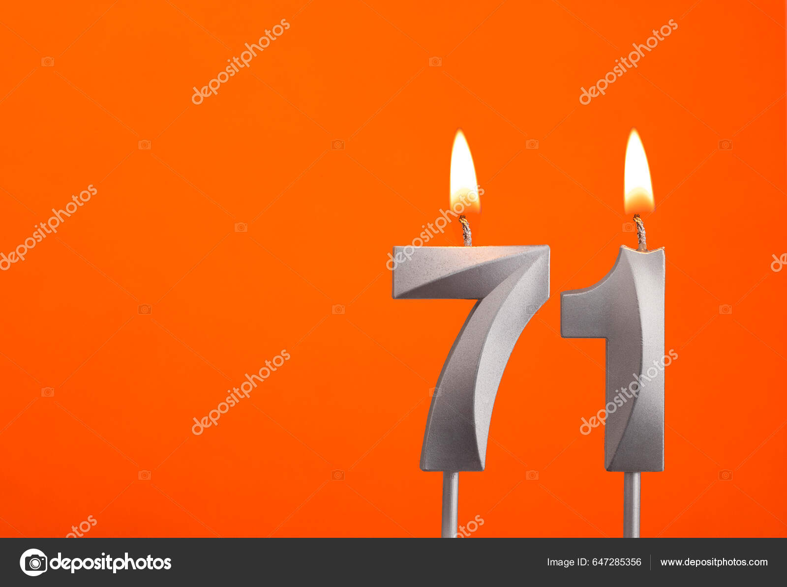 Number Silver Anniversary Candle Orange Background — Stock Photo ...