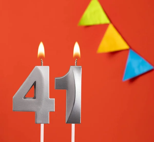 Birthday candle number 41 - Invitation card in orange background ...