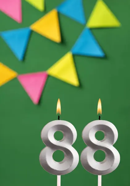 Vertical Birthday Card Number Candle Green Background Pennants — Stock ...