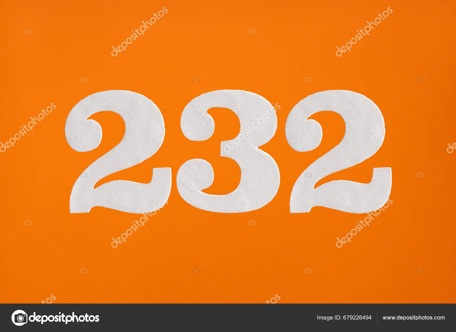 Number 232 White Digits Orange Background — Stock Photo ...