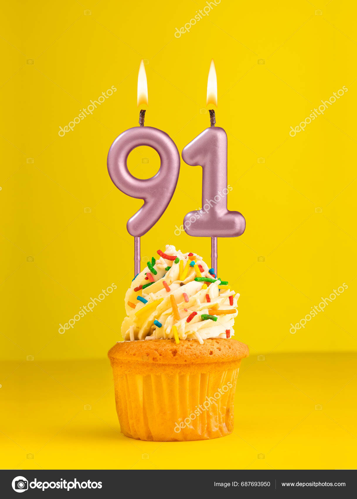 Birthday Candle Number Invitation Card Yellow Background Stock Photo by ...