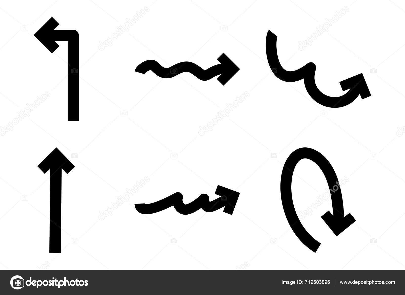 Bold Arrow Direction Shape Curved Line Pictogram Symbol Visual ...