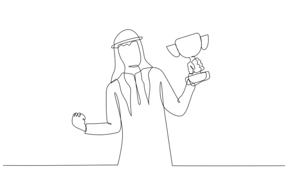 Kresba Podnikatelky Držící Zlatou Medaili První Cenu Jednoduchý Styl ...