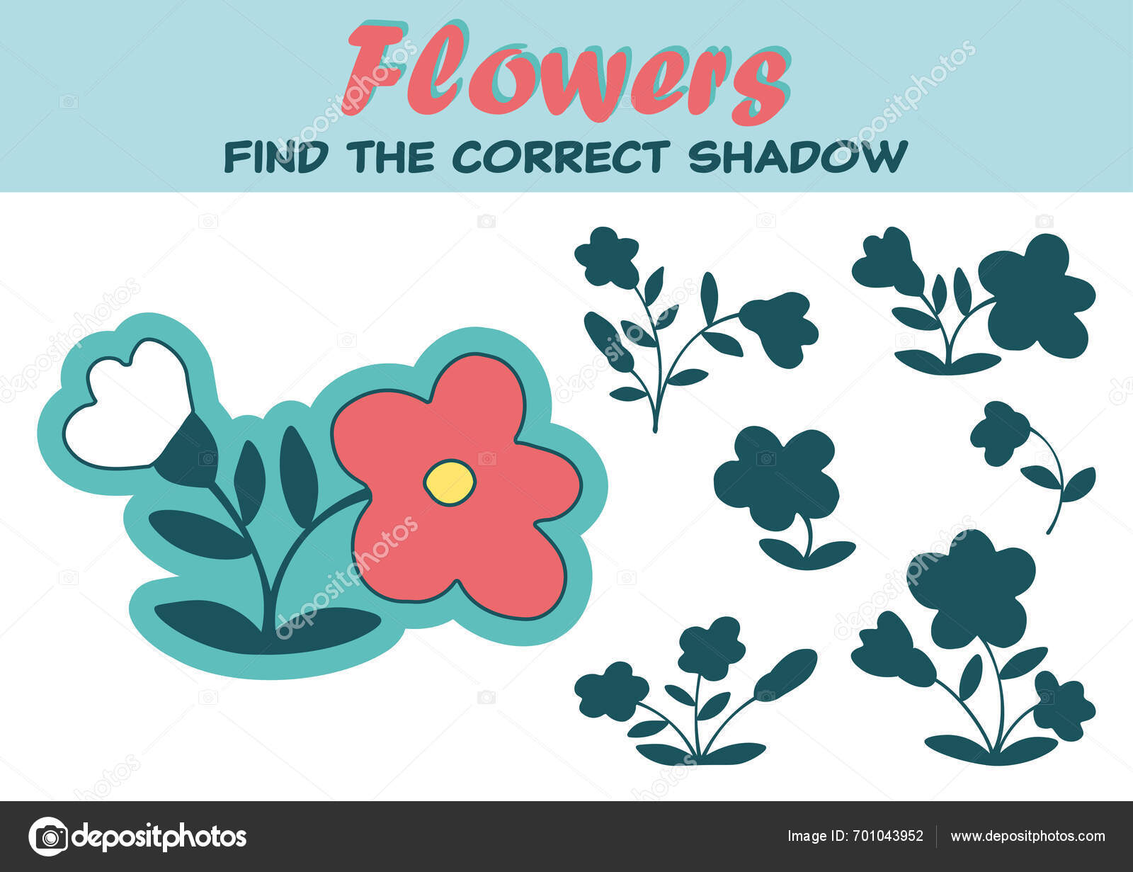 Spring Shadow Matching Activity Game Children Simple Educational Game ...