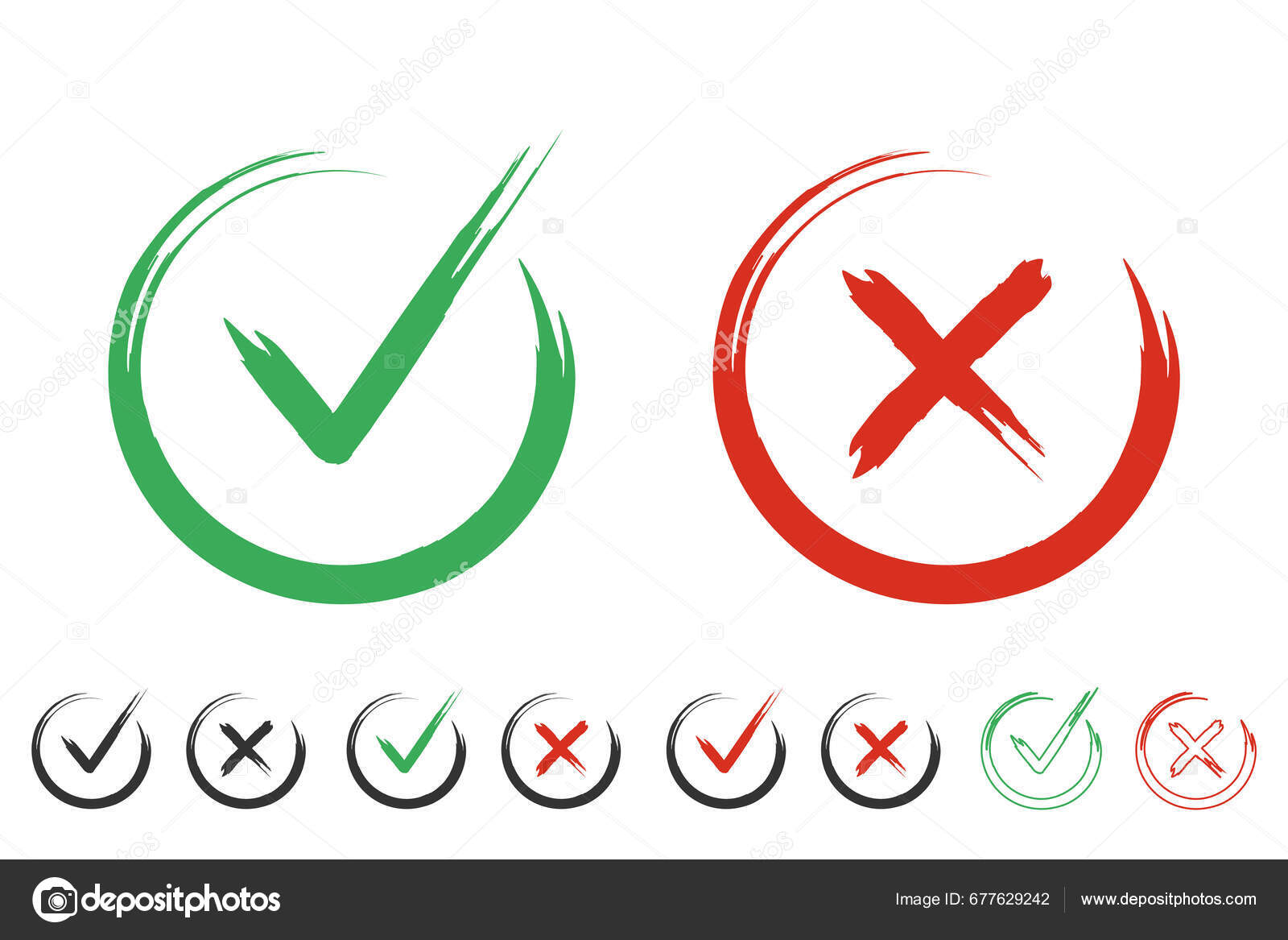 Kontrolmærke Kryds Kryds Børste Tegn Grønne Flueben Symboler Nej ...